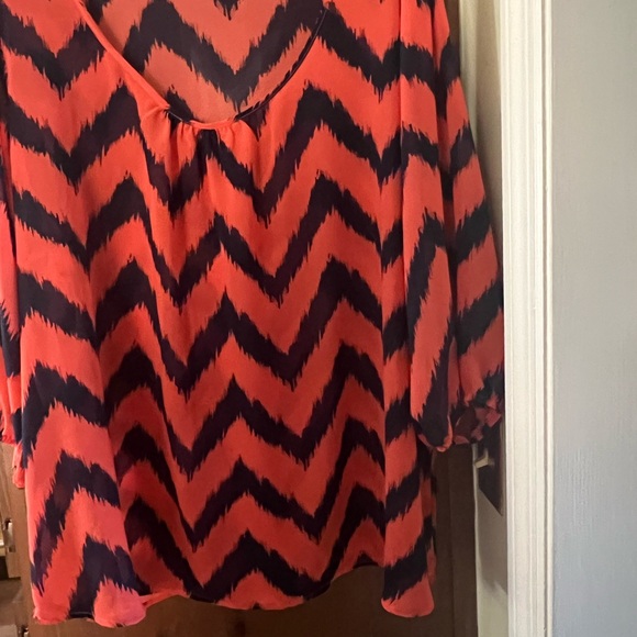 HeartSoul | Tops | Chevron Patterned Womens Top Orange And Blue | Poshmark